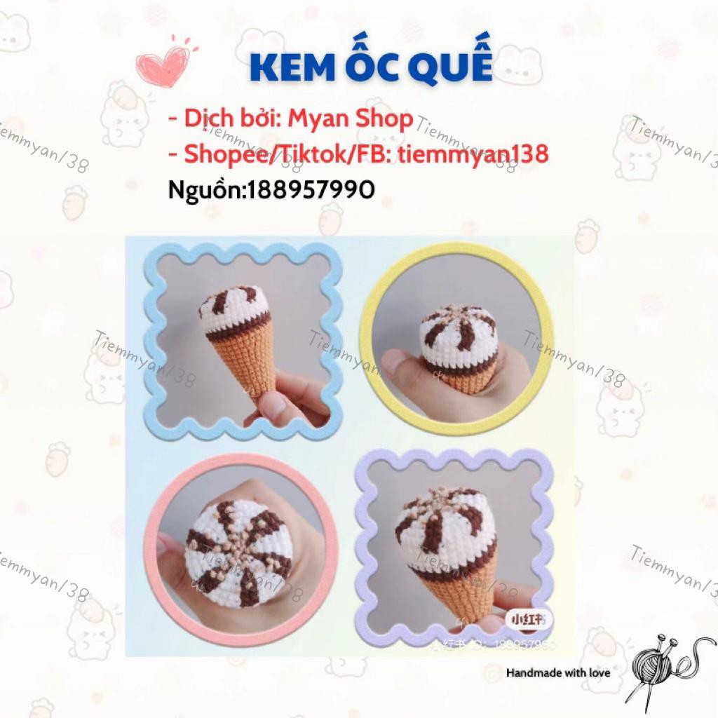 Chart móc len Kem ốc quế (Ice Cream Cone) - Hướng dẫn chi tiết từng ...