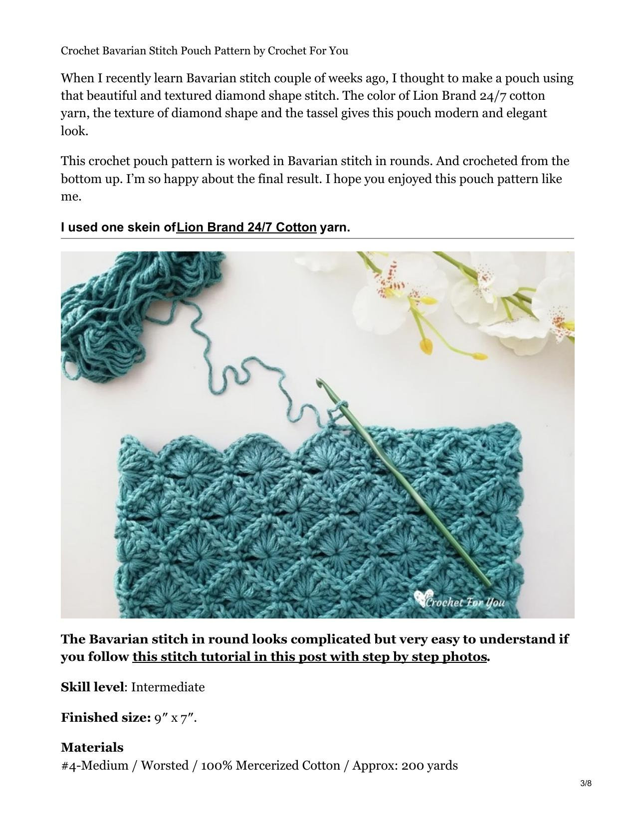 Free Crochet Bavarian Stitch Pouch Pattern - Textured Diamond Design ...