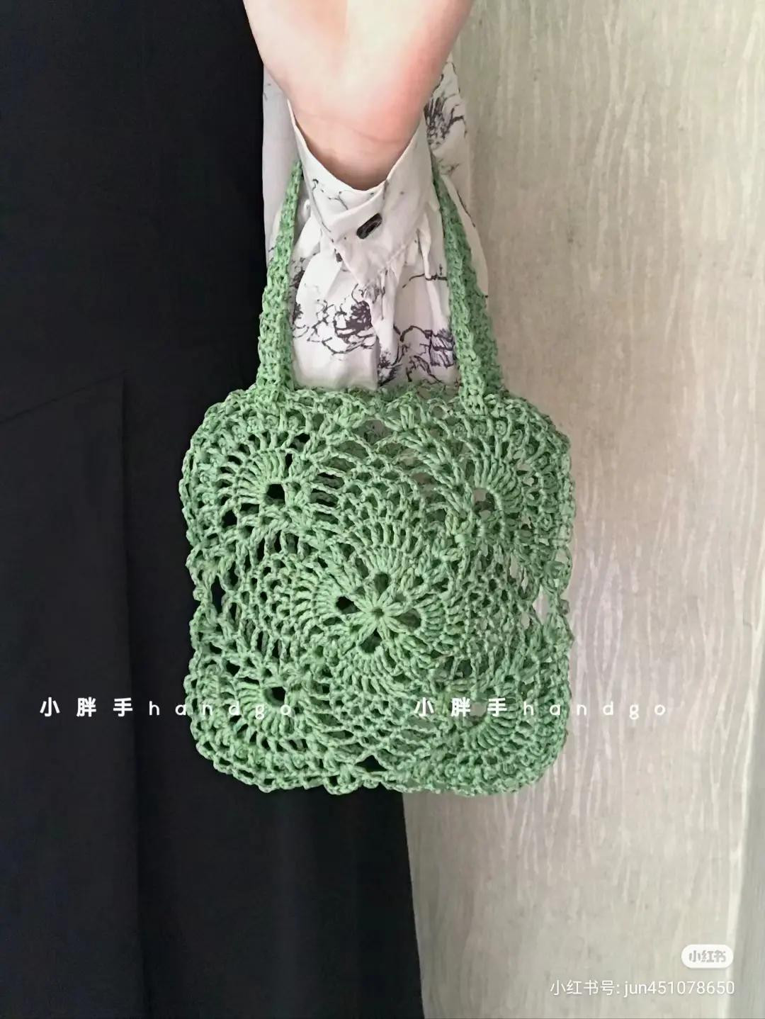 Handmade Crochet Bag Pattern Chart and Green Shell Stitch Tote Design ...