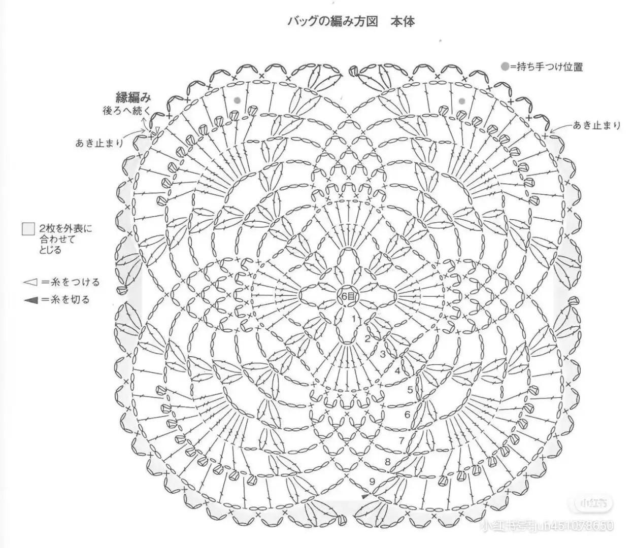 Handmade Crochet Bag Pattern Chart and Green Shell Stitch Tote Design ...