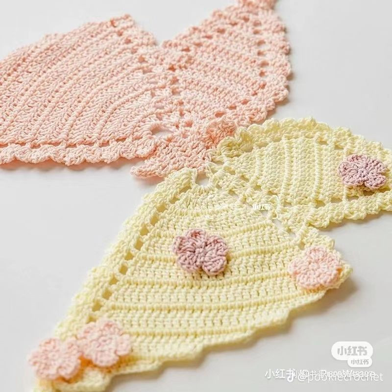 Pastel Yellow and Pink Crochet Flower Top Flat Chart Pattern | HandmadeV