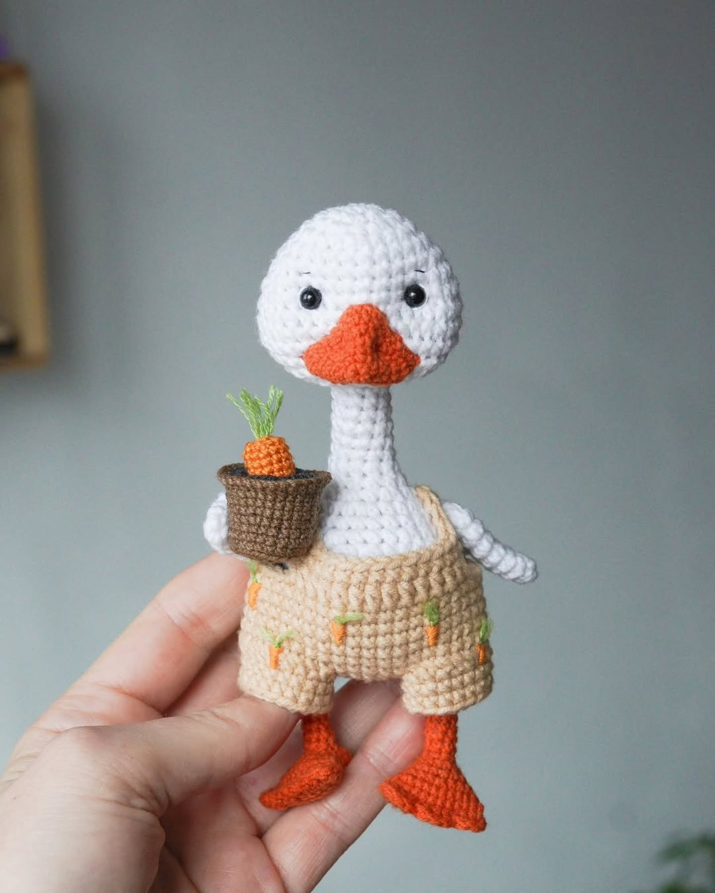 Free Amigurumi Pattern: Mini Crochet Carrot in Pot with Green Leaves ...