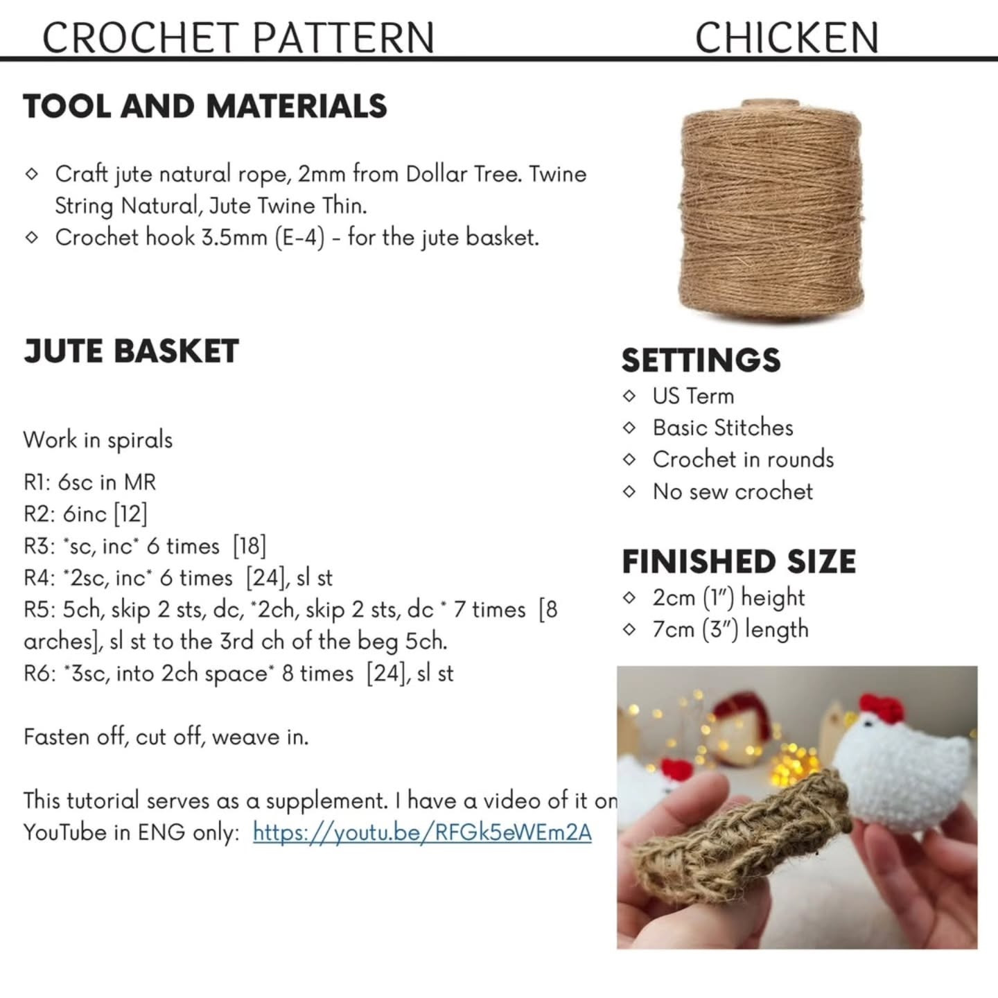 Free Crochet Pattern: Adorable Easter Chick in Jute Basket - Beginner ...