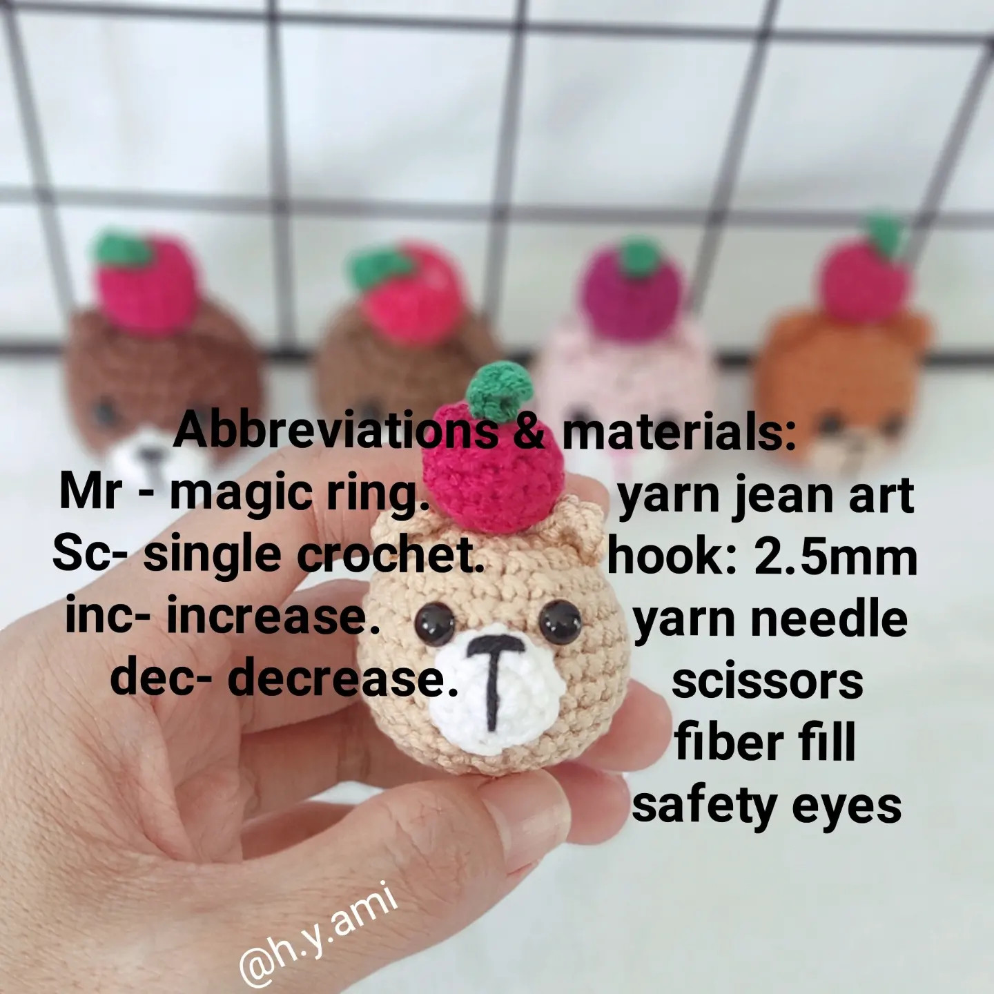 Free Crochet Pattern for Cute Apple Bears - Amigurumi Head, Ears and ...