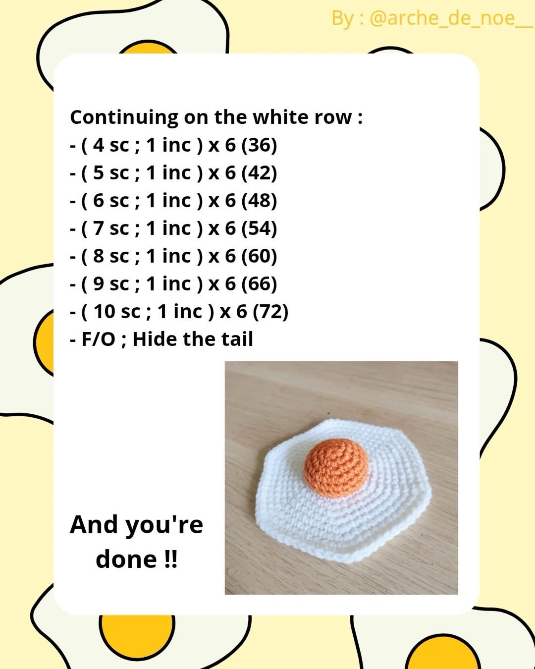 Free Crochet Pattern: Fried Egg Amigurumi - Step-by-Step Guide with ...